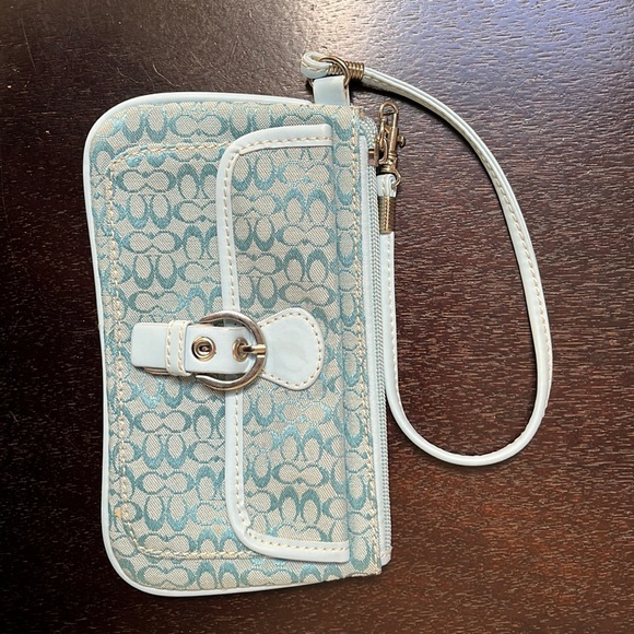 Coach | Bags | Coach Soho Light Blue Wristlet | Poshmark